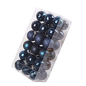 QAZIUY Christmas Ball Ornaments Shatterproof Plastic Ball 1.57" 40mm Christmas Xmas Tree Ball Bauble Hanging Home Party Ornament Decor 36PC for Birthday Halloween Holiday Wedding Decorations