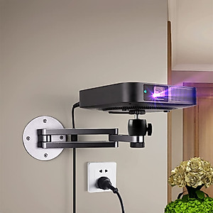 Liboer Foldable Projector Wall Mount Universal Adjustable Ceiling Wall Projector Mount Aluminum Alloy Projectors Stand,1/4" Screw Size (Wall Mount)…