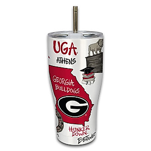 University of Georgia 30oz Stainless Steel 3D Icon Travel Mug– High Performance Double-Walled Thermos w/Convertible Lid & Straw – Insulated Decorative NCAA Beverage Tumbler – For Hot or Cold Drinks