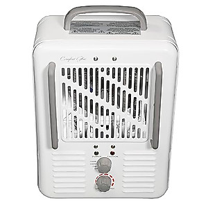 Comfort Glow EUH341 Milkhouse Style Electric Heater 5,200 Btu, White, Length: 7in, Width: 10.25in, Height: 15.5in