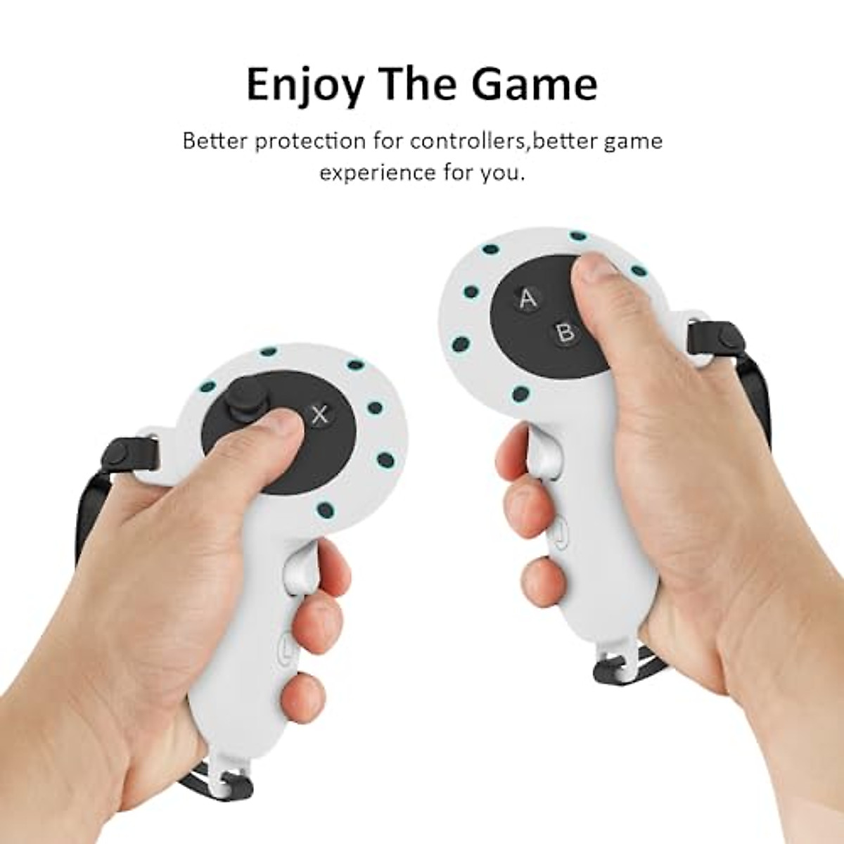 AZURAOKEY 1 Pair Silicone Controller Grips Cover Compatible with Meta Quest 3 Accessories, Anti-Shock Anti-Fall with Adjustable Strap Left &Right for Meta Quest 3 Controller Grips