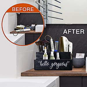 MINCORD Wood Hair Dryer Holder, Rustic Hair Tool Organizer Farmhouse Blow Dryer Holder Curling Iron Straightener Brush for Bathroom and Vanity Dressing Supplies Storage