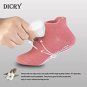 Dicry Toddler Non-Slip Ankle Socks Baby Anti-skid Grips Socks for Infant Kids (1-3T, Girls Colorful 12 Pairs)