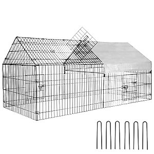 Chicken Coop Run Cage Upgrade 86.6"×40"×38" Metal Chicken Fence Pen Pet Playpen Enclosures with Protection Cover&Ground Nail,Cage Indoor Outdoor Yard for Small Animals Cat Hen Duck Rabbit