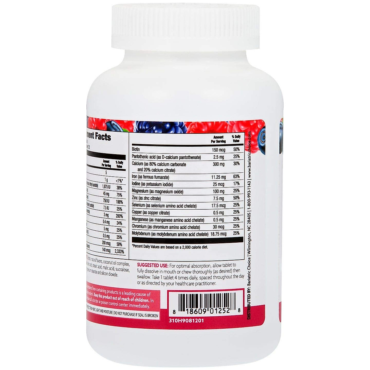 Bariatric Choice My Bariatric All-in-One Multivitamin Chewable with 300 mg of Calcium, Berry (120ct)