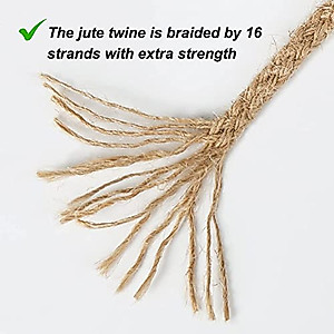 Tenn Well 5mm Jute Twine, 100 Feet Braided Natural Jute Rope, Thick Twine Rope for Crafts, Gift Wrapping, Gardening, Cat Tower Repairing, Macrame Jute Cord