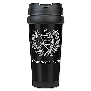 LaserGram 16oz Coffee Travel Mug, Flag of Guatemala, Personalized Engraving Included (Black)