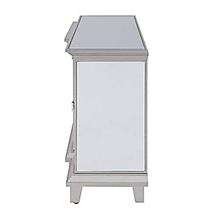 SEI Furniture Toppington Mirrored Electric Fireplace Media Console, New Mirror/Silver