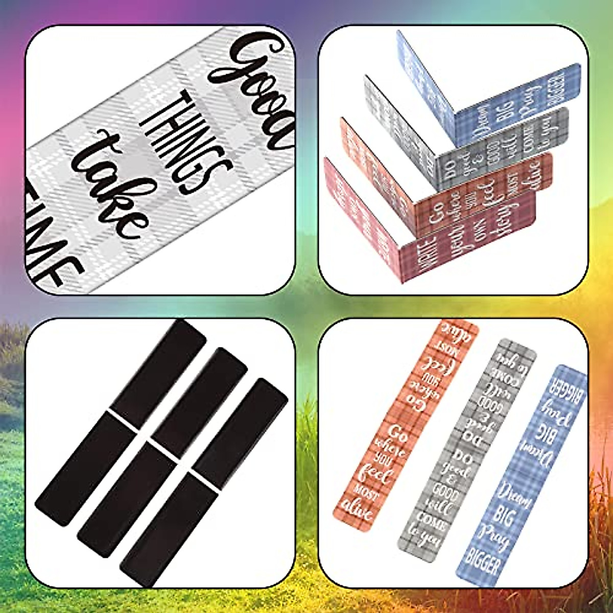 60 Pieces Inspirational Magnetic Bookmarks Motivational Bookmarks Magnetic Page Markers Assorted Magnet Page Clips for Students Teachers School Home Office Supplies (Simple Style)