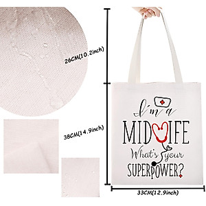TSOTMO Midwife canvas tote bags Thank You Gifts Doula Nurse Gift Appreciation Gift I'm a Midwife what's your super power canvas tote bags (Midwife canvas)
