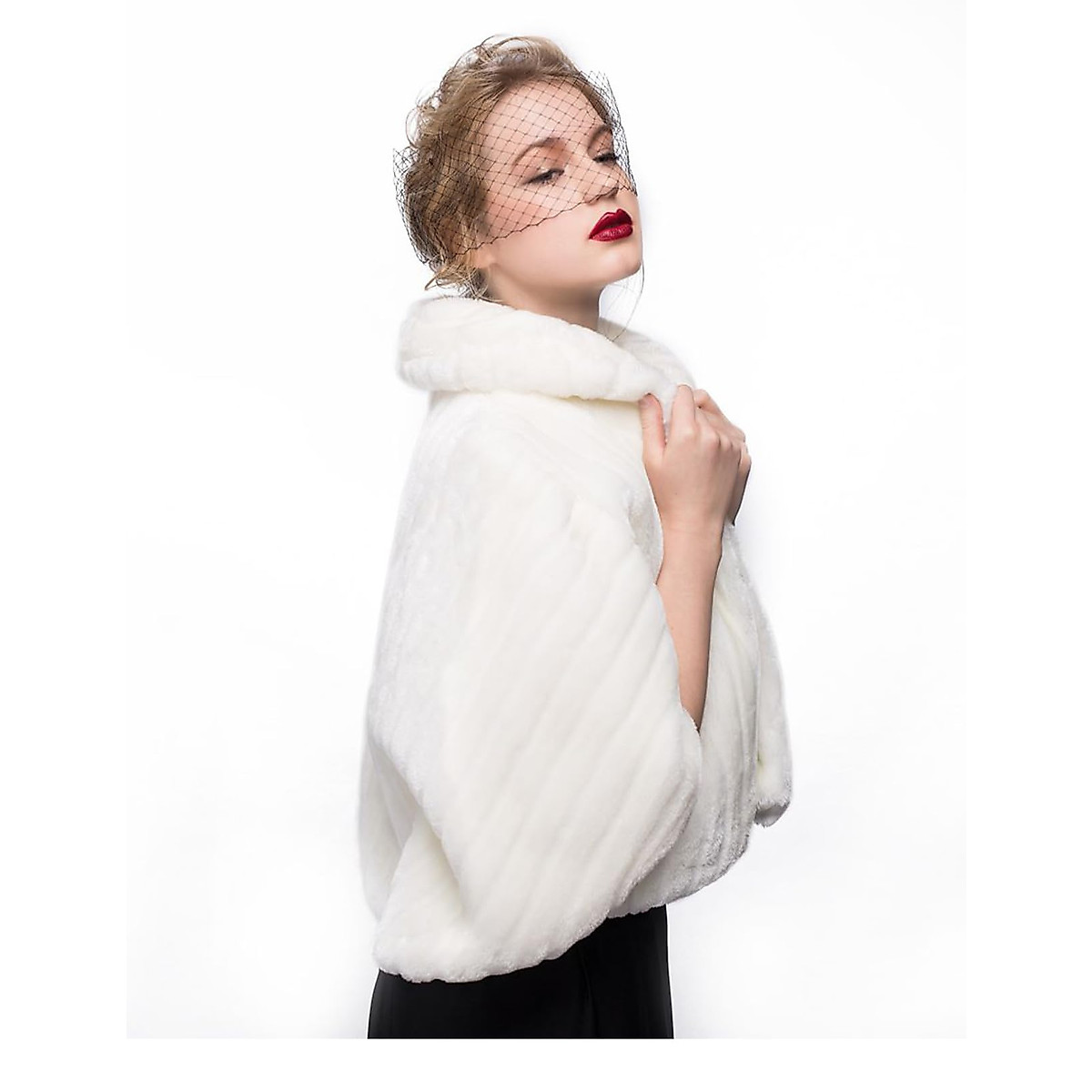 BEAUTELICATE Faux Fur Shawl For Women Soft Fur Stole Wrap Shrug For Winter Wedding Event