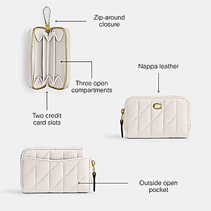 Coach Small Zip Around Card Case, Chalk