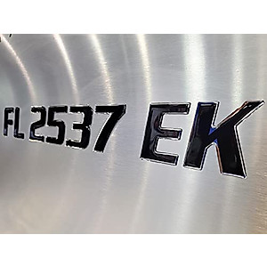 Boat & PWC Registration Number Set (16pcs) Black Center/Chrome Outline Domed (Sport Series)