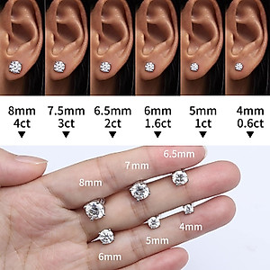 Ctarlitu Moissanite Stud Earrings, D Color VVS1 Brilliant Lab Created Diamond Earrings Women 925 Sterling Silver Screw Back Earrings For Men (0.6carat/pairs, White Gold)