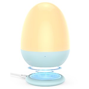 JolyWell Night Lights for Kids with Stable Charging Pad, Touch Control&Timer Setting, ABS+PC Baby Egg Lamp for Breastfeeding，Blue