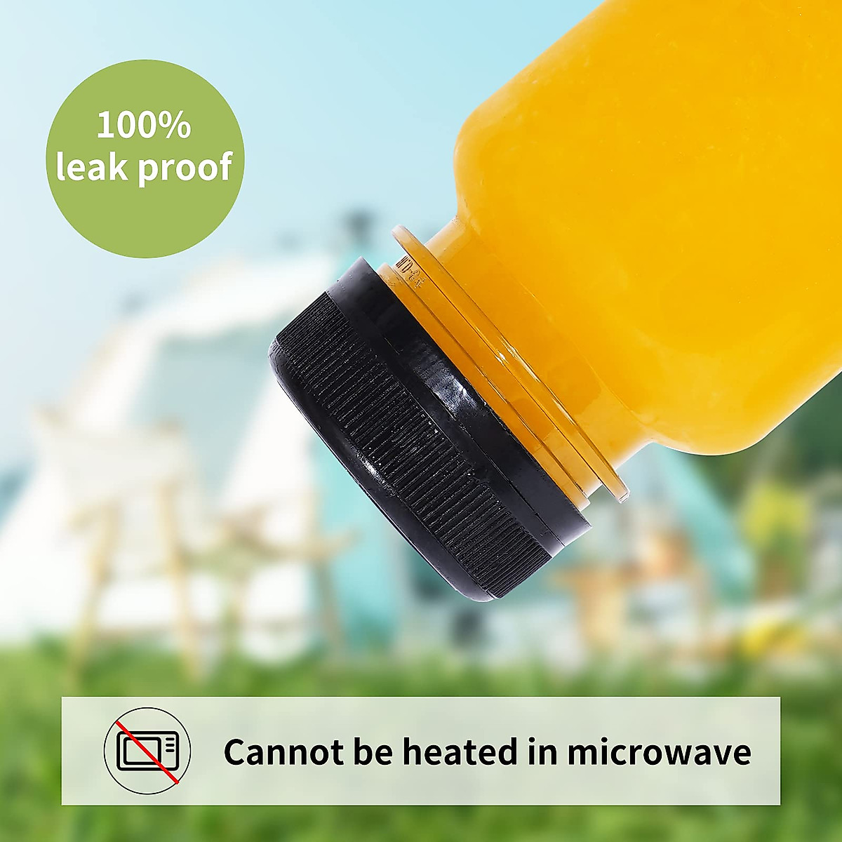 Jaojaopn 10 oz plastic bottles with caps, juice containers with lids for fridge reusable, juice bottles for juicing smoothie milk ginger shots. 8 Pcs