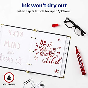 Avery Marks A Lot Permanent Markers, Large Desk-Style Size, Chisel Tip, Water and Wear Resistant, 12 Red Markers (08887)