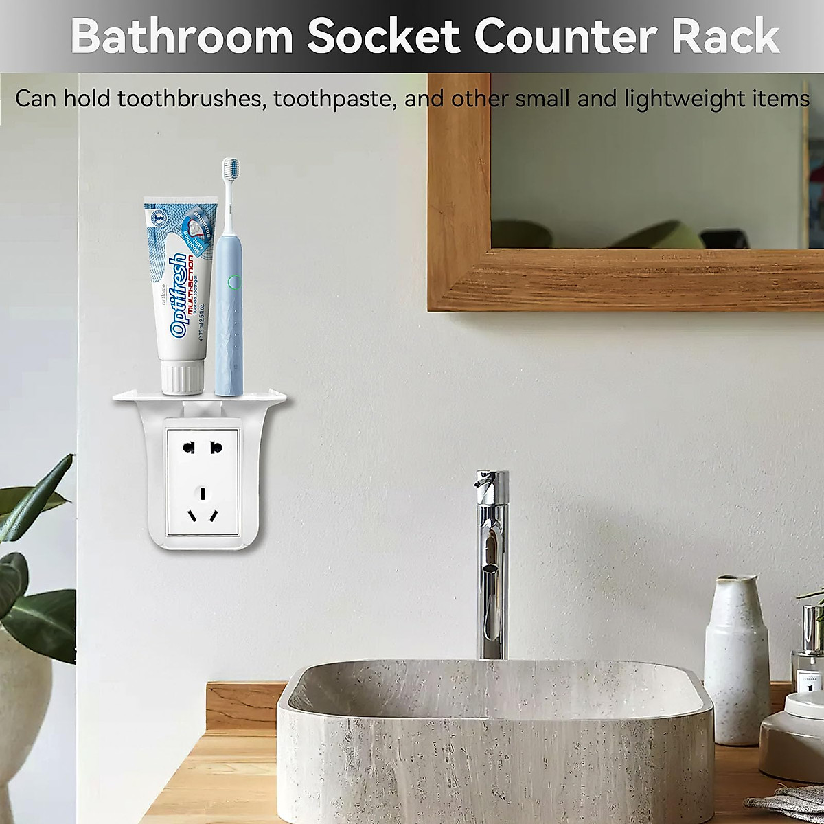 Outlet Shelf, Outlet Shelf Wall Holder Wall Outlet Shelf ABS Plastic Bathroom Wall Shelf Wall Shelf Organizer Outlet Shelf Wall Holder for Smart Home Devices, Phones, Speaker