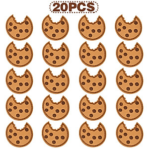 Jdesun 20pcs Cookie Embroidered Patches Chocolate Chip Cookie Iron on Patches Cute Embroidery Applique Sew on Patch for Clothes Hat Pants Shoes Sewing Craft Decoration