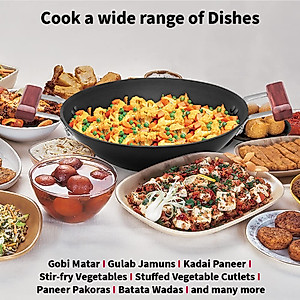 FUTURA Hawkins 3 Litre Deep Fry Pan with Glass Lid, Hard Anodised Kadai, Flat Bottom Kadhai, Black (AD30G)