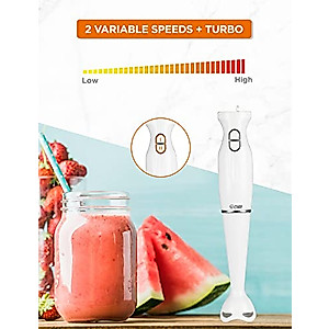 COMMERCIAL CHEF Immersion Blender, Hand Blender with Stainless Steel Blades, Immersion Blender with Quiet Motor, Electric Mini Blender for Delicious Food