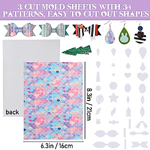 PartyFun 36pcs Leather Earring Making Kit, Including 36pcs 6 Styles of Faux A5 Leather Sheets, 2pcs Templates, Tools for Earrings Craft Making Supplies