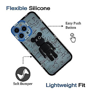 DOWINTIGER for iPhone SE Case Cool 3D Bear Design for Boys Men Teens, Soft Flexible Slim TPU Protection Clear Designer Case - 015