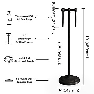BGL Hand Towel Holder Stand for Bathroom, Hand Towel Stand for Bathroom Counter, Free Standing Towel Racks for Bathroom with Weighted Wood Base,19" High-Oil Rubbed Bronze