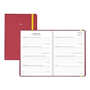 Letts of London Raw Weekly/Monthly Planner, 12 Months, January to December, 2024, Sewn Binding, A5 Size, 8.25" x 5.875", Multilingual, Berry (C082310-24)