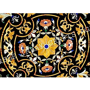Pietra Dura Black Marble Round 30" x 30" Coffee Table Top, Black Marble Round Centre Table Top, Black Marble Round Dining Table Top, Piece Of Conversation, Family HeirLoom