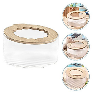 Ipetboom Terrarium Hamster Bath Room Plastic Small Pet Cage Clear Shower Tub Basin Wood Sand Container Pet Sandbox Sauna Toilet for Rat Mice Gerbil Plastic Containers