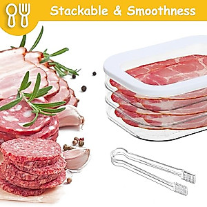 TOWEBOORY 3 Pcs Deli Meat Container for Fridge,Stackable Bacon Lunch Meat Container for Refrigerator,Food Storage Boxes with Lid for Cold Cuts, Salami,for Fridge Airtight Deli Holder