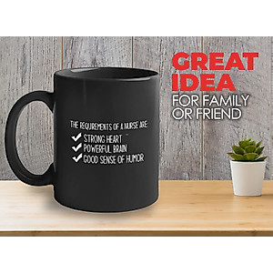 Bubble Hugs Nurse Coffee Mug 11oz Black - The Requirements - Labor Clinical Certified Nursing Assistant Surgical Emergency Oncology Practitioner