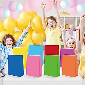 32 Pcs Kraft Paper Bags Party Favor Bags Colorful Small Gift Bags Rainbow Goodie Bags 8 Colors