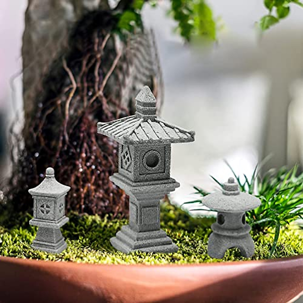 Operitacx 3Pcs Pagoda Tower Statue Mini Pagoda Model Miniature Pagoda Figurine Fish Tank Aquarium Landscape Ornament Zen Garden Bonsai Flowerpot Decoration