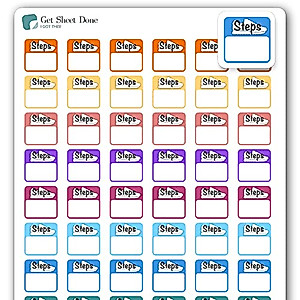 Step Planner Tracker Stickers / 54 Write In Smudge Proof Vinyl Stickers (1/2”) / Walk Run Personal Goals Tracking Health Wellness Self Care/Productivity/Bujo Bullet Journaling (1 Sheet, Steps)