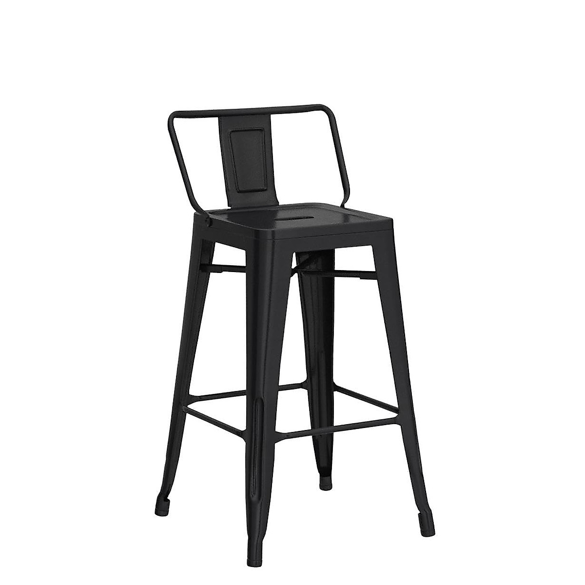 Apeaka 24 inch Metal Bar Stools Set of 4 Modern Counter Height Stools with Backs Industrial Low Back Bar Chairs for Indoor Outdoor Matte Black