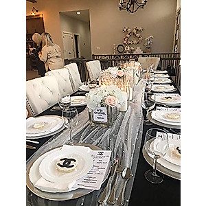 Table Runner Wedding Arch Decorations Table Line Bridal Shower Decor Fabric Romantic Pearl Lace Tablecloth for Events Embroidered Sheer Wrinkle Free White Dessert Table Cloth Chiffon Tulle White