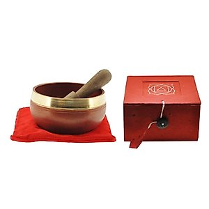JIVE® Tibetan Chakra Singing Bowl Set Palm Size Root Chakra Red Singing Bowl - Premium Quality