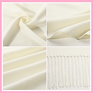 12 Pcs Women Pashmina Shawls and Wraps Bulk Cashmere Feel Scarf Warm Soft Large Shawl for Bridal Bridesmaid Wedding Favors(Cream White)