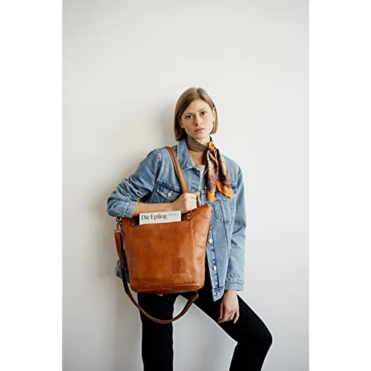 BERLINER BAGS Vintage Leather Shoulder Bag Verona, Large Handbag for Women - Brown