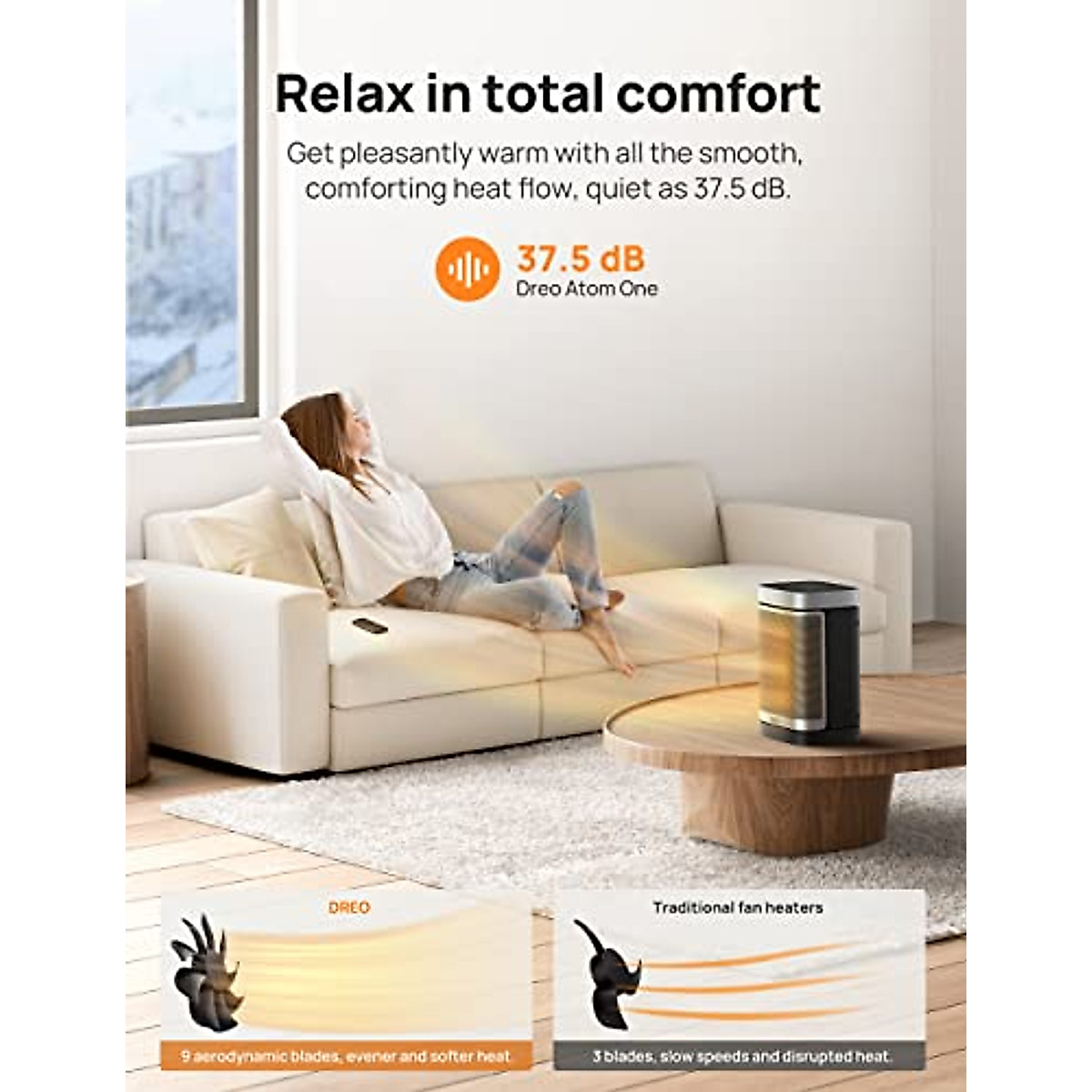 Dreo Space Heater for Bathroom and Indoor, Portable Heater, 1500W Safe and Quiet PTC Ceramic Heater, 40-95°F Digital Thermostat, 70°Oscillating, Remote, ALCI Safety Plug, 12h Timer, 5 Modes