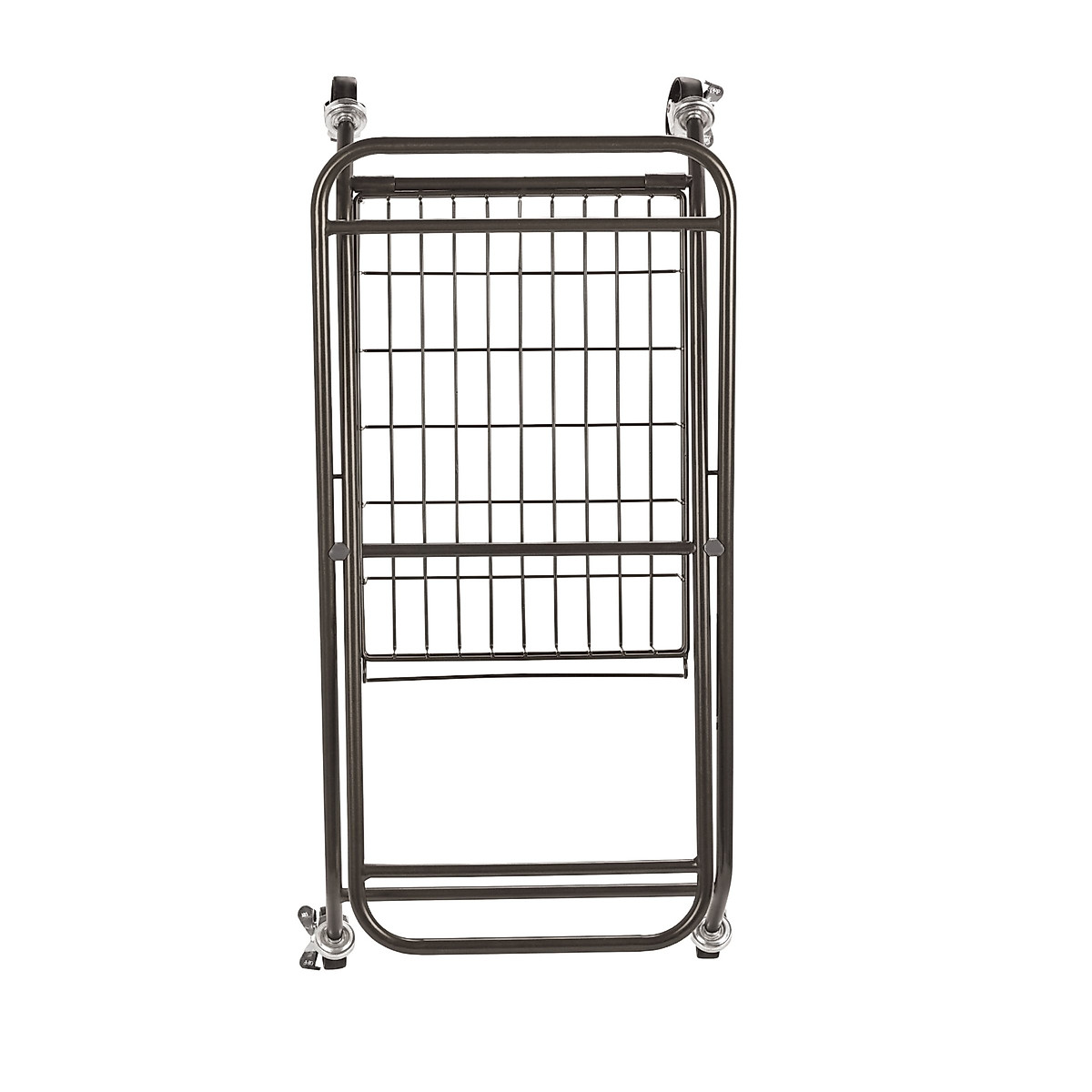 Artesa Verona Collapsible Metal Laundry Cart with Removable Basket & Canvas Bag, 20.5" L x 16.2" W x 13" H, Antique Black