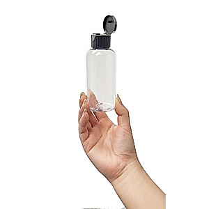 ljdeals 4 oz Clear Plastic Empty Bottles with Black Flip Top Caps, Refillable Cosmetic Containers for Shampoo, Lotions, Cream and more Pack of 12, BPA Free, Made in USA