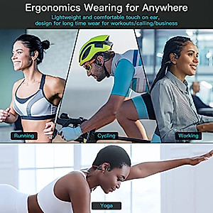 Bone Conduction Headphones Bluetooth, Wireless Sport Open Ear Headphones,Sweatproof Head Set Earbuds with Mic, Stereo inductivv Bone Conduction Earphones for Running Cycling Driving Travel-Blue