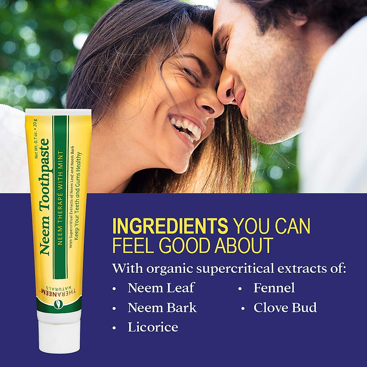 TheraNeem Neem Toothpaste, Mint | Supports Healthy Teeth and Gums and a Fresh Mouth | Fluoride Free | Travel Size, 0.7oz