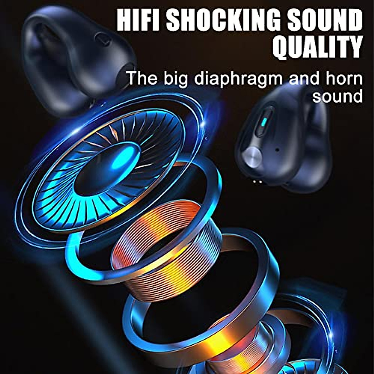 FANOLO Wireless Ear Clip Bone Conduction Headphones, Open Ear Bone Conduction Earbuds for Driving, Sports, Housework (Brown)