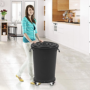 W B D WEIBIDA Trash Can Dolly Wheels Adjustable 15-19 Inch Round Dolly with 4 Wheels Drum Dolly Heavy Duty 440lbs Keg Dolly Large Barrel Dolly Multi Functional Rolling Dolly Cart Plant Dolly