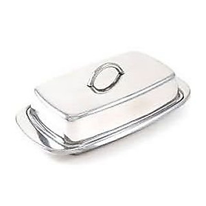 Fox Run Stainless Steel Double Covered Butter Dish with Lid and Handle