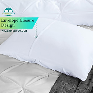 Queen Pillow Shams Set of 2 Pinch Pleated White Pillow Shams Queen Size 20x30 Pillow Covers 100% Egyptian Cotton 600 TC Soft Skin Friendly Cushion Cover Cases Decorative Pillow Shams for Bed